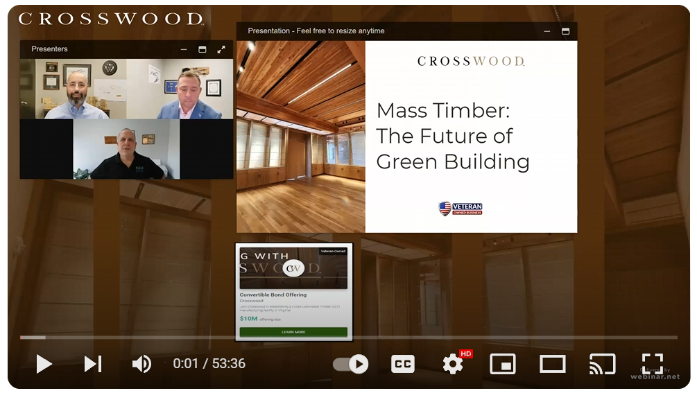 [WEBINAR] Investing in the future of Cross-Laminated Timber (CLT): The Crosswood Corporation